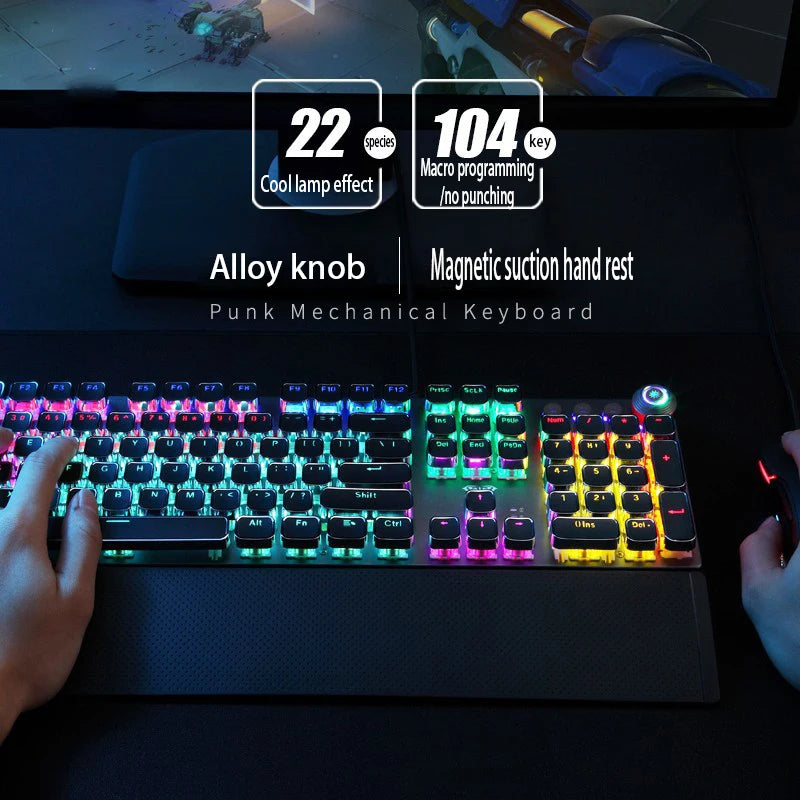 F2088 Mechanical Keyboard - 104 Keys Backlit Cyberpunk Metal Gaming ...