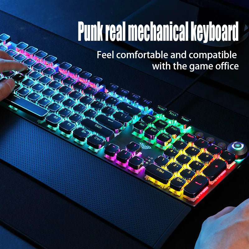 F2088 Mechanical Keyboard - 104 Keys Backlit Cyberpunk Metal Gaming ...