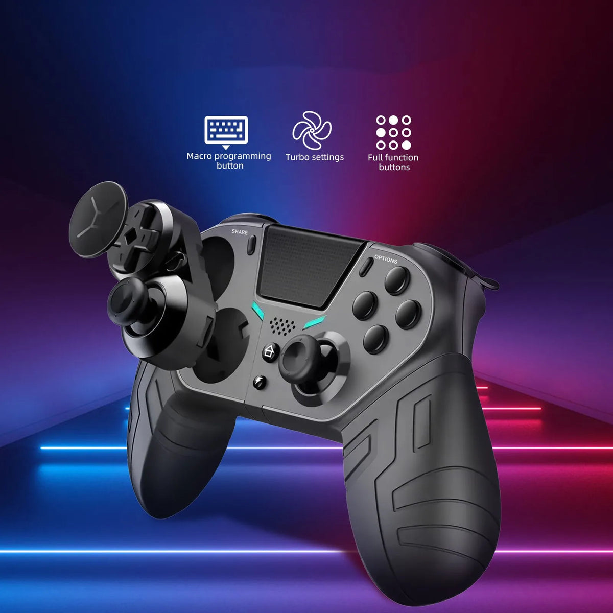 Wireless Dual Vibration Bluetooth Gamepad for PS4, Android, iOS, PC ...