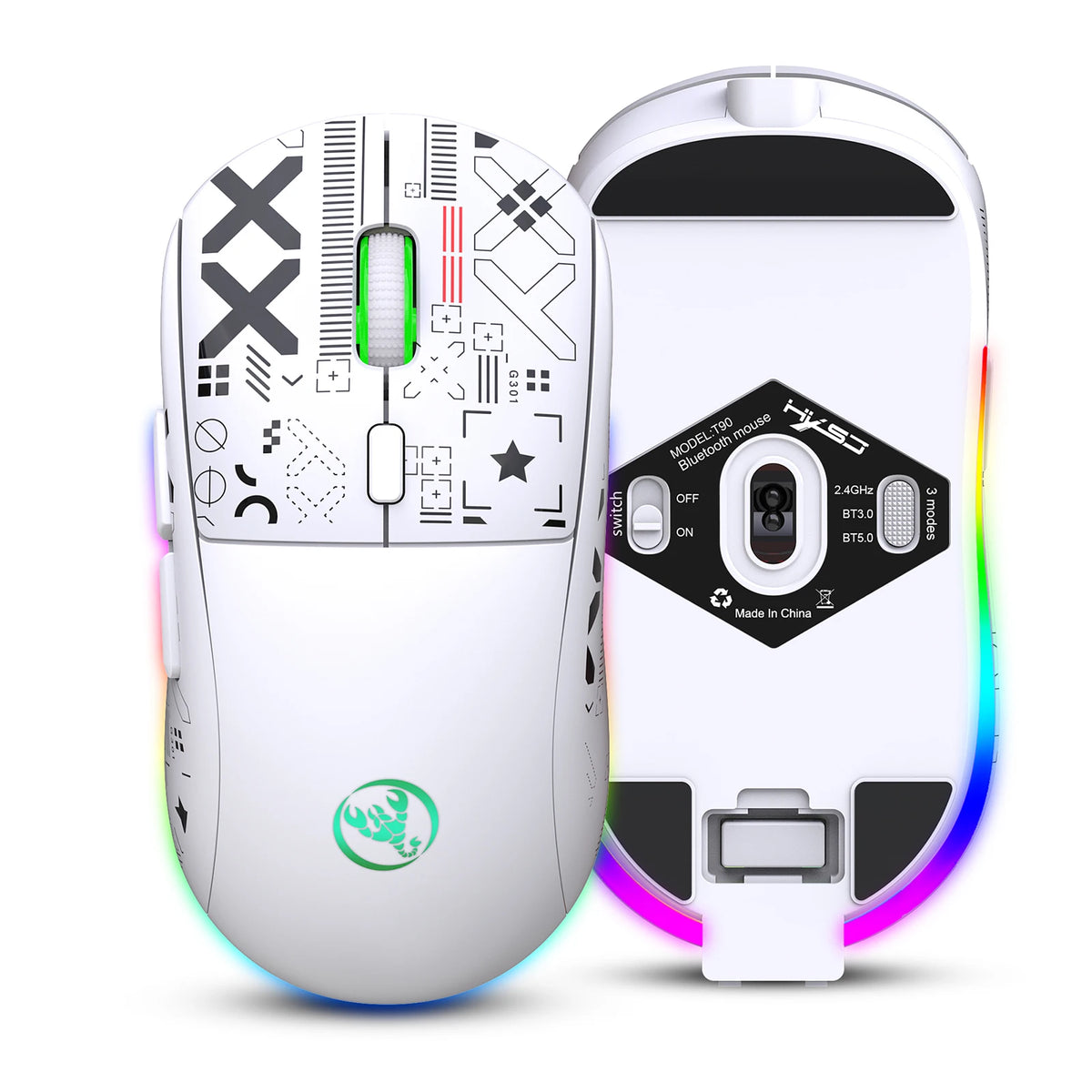 Hongsund T90 Wireless RGB Mechanical Gaming Mouse | 3600 DPI ...