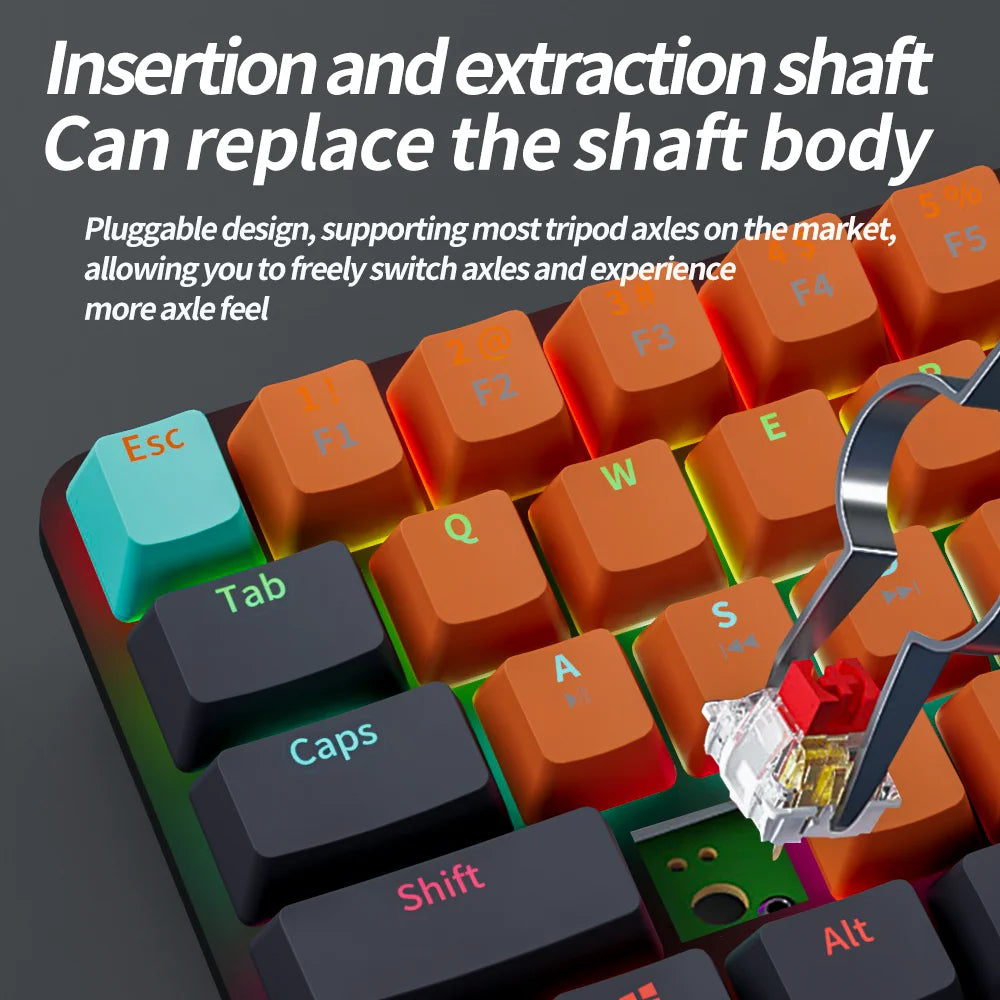 MUCAI MKA610 USB Mini Mechanical Gaming Keyboard - Red Switch, 61 Keys ...